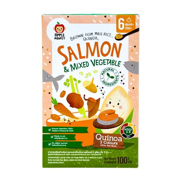 បបរក្មេង Apple Monkey Brown Salmon & Mixed Vegetable 100g (6m ...